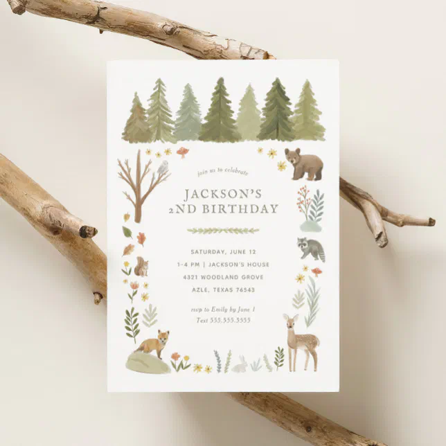 Woodland Animals Birthday Invitation | Zazzle