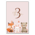Woodland Animals Birthday Pink Rustic Table Number | Zazzle