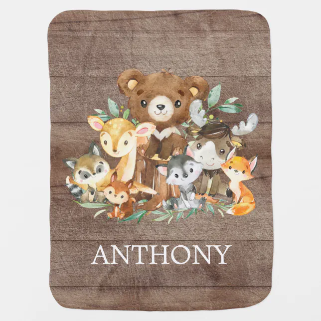 Woodland Animals Boy Receiving Blanket | Zazzle