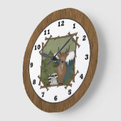 Woodland animals cartoon wall clock | Zazzle