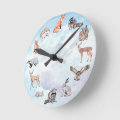 Woodland Animals Children's Room Deer Fox Rabbit Round Clock | Zazzle