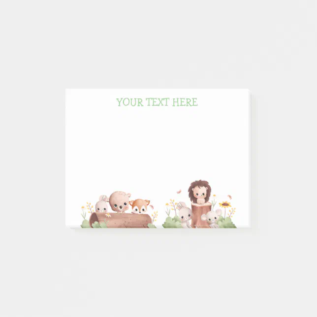 Woodland Animals Edible Post It Notes Happy Face | Zazzle