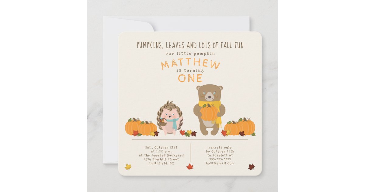 Woodland Animals Fall Birthday Invitation | Zazzle