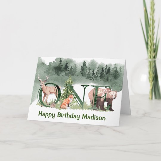 Woodland Animals Forest 1st First Birthday One Card | Zazzle.com