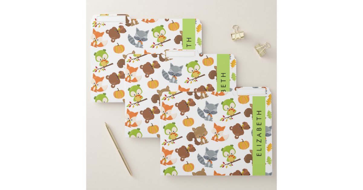 Woodland Animals, Forest Animals, Your Name File Folder | Zazzle
