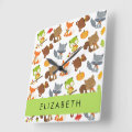 Woodland Animals, Forest Animals, Your Name Square Wall Clock | Zazzle