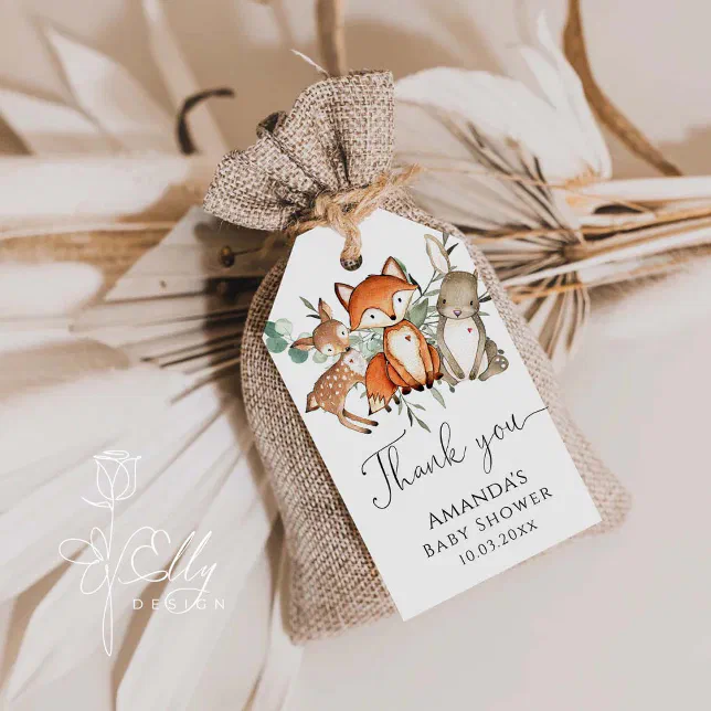 Woodland Animals Forest Baby Shower Thank You Gift Tags | Zazzle