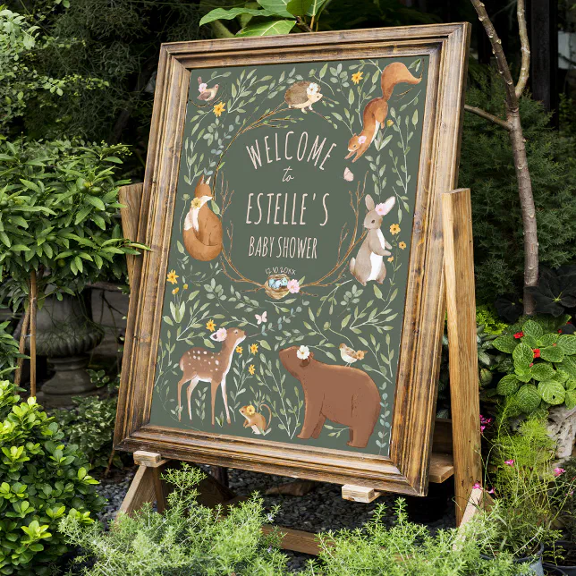 Woodland Animals Forest Baby Shower Welcome Sign | Zazzle