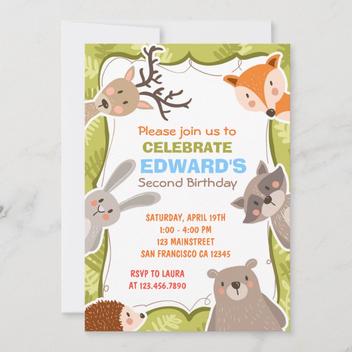 Woodland Animals Forest Birthday Party Invition Invitation | Zazzle.com