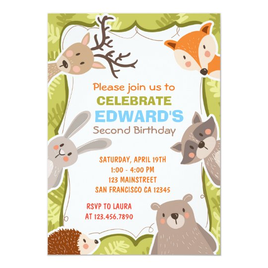 Woodland Animals Forest Birthday Party Invition Invitation | Zazzle.com