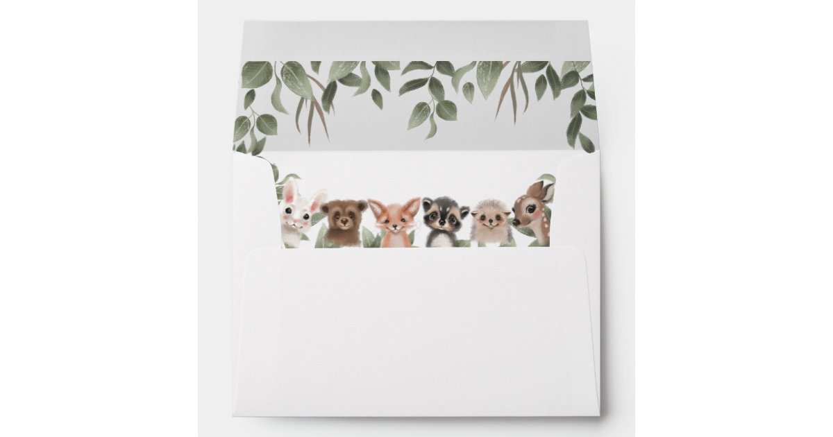 Woodland animals forest friends envelopes 5x7 card | Zazzle