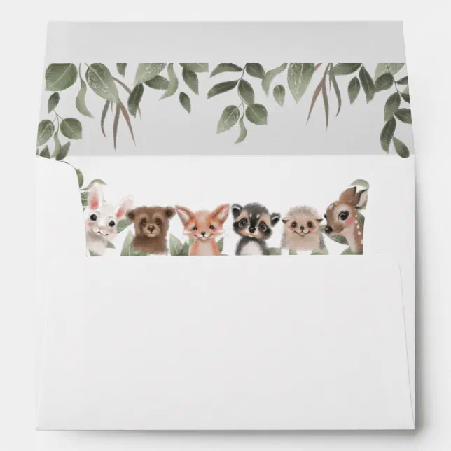 Woodland animals forest friends envelopes 5x7 card | Zazzle