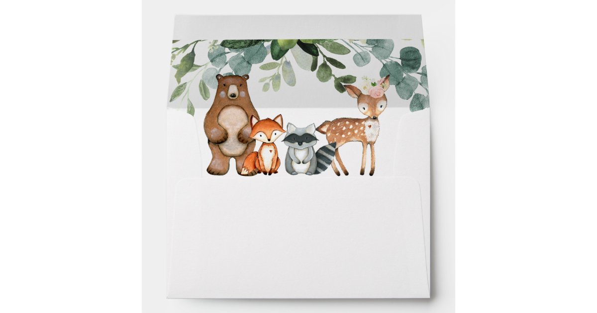Woodland animals forest friends envelopes 5x7 card | Zazzle