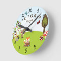 Woodland Animals Forest Friends Fox Nursery Round Clock | Zazzle