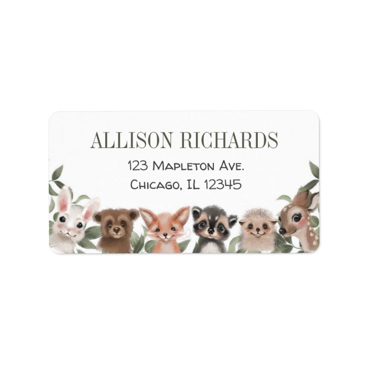 Woodland animals forest friends greenery label | Zazzle
