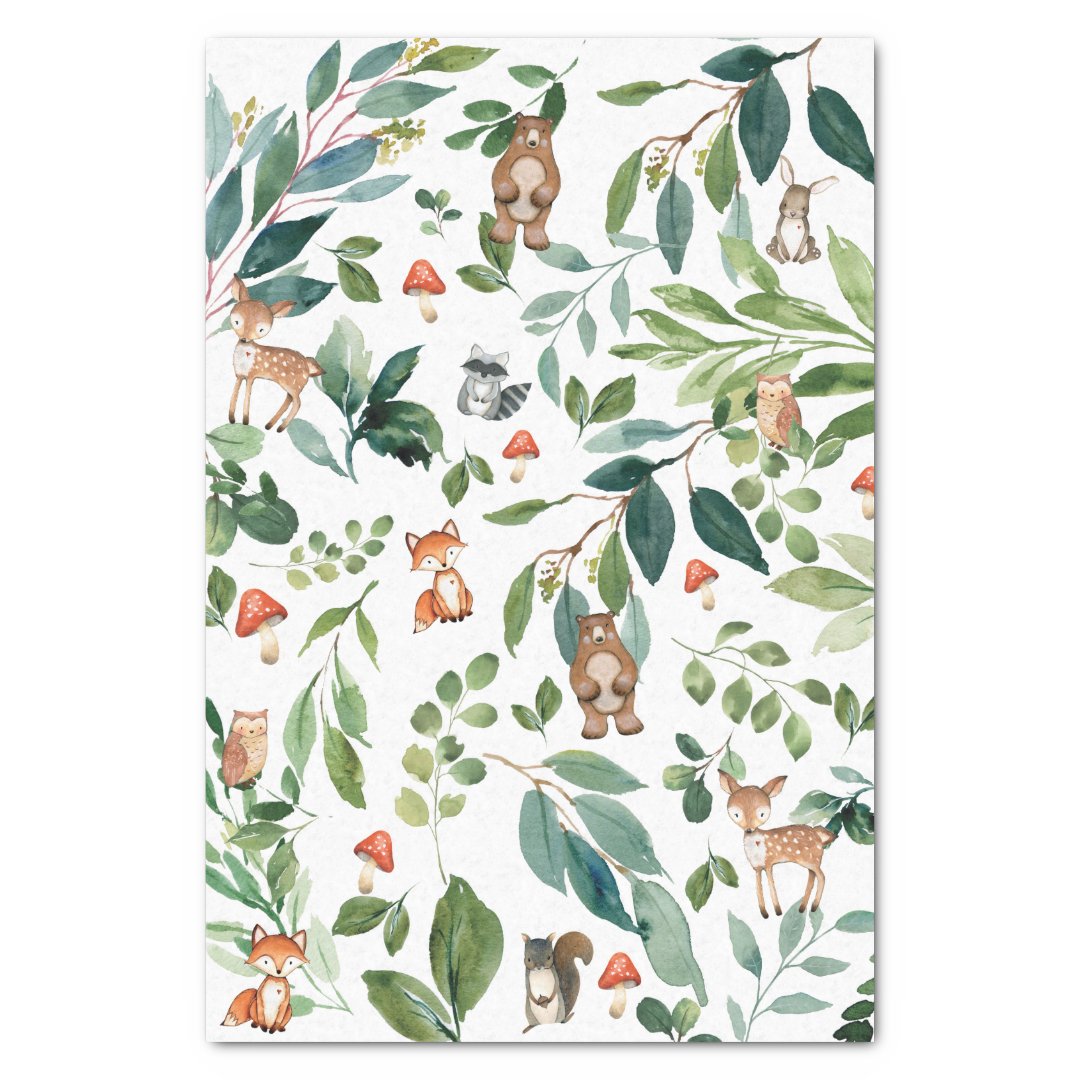 Woodland Animals Forest Greenery Decoupage Craft Tissue Paper | Zazzle