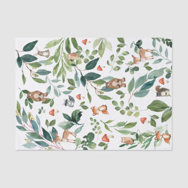 Woodland Animals Forest Greenery Decoupage Craft Tissue Paper | Zazzle