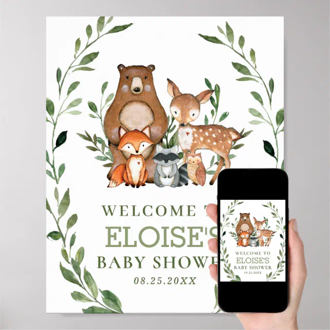 Woodland Animals Greenery Forest Welcome Sign | Zazzle