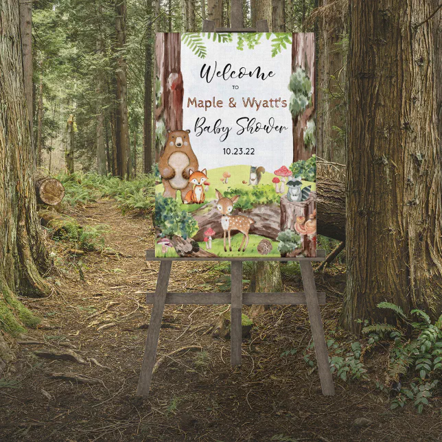 Woodland Animals in Forest Sign | Zazzle