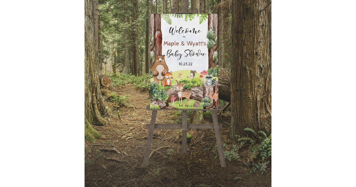 Woodland Animals in Forest Welcome Sign Poster | Zazzle