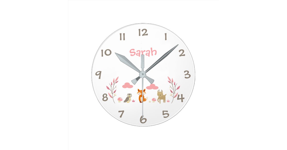Woodland Animals Kids Nursery Wall Clock | Zazzle.com