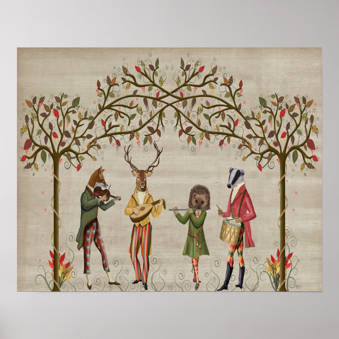 Woodland Animals Minstrel Group Poster | Zazzle