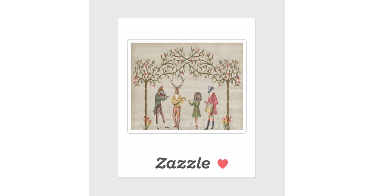 Woodland Animals Minstrel Group Sticker | Zazzle