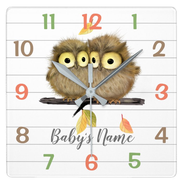 Woodland Animals Owls Nursery Decor Wall Clock | Zazzle.com