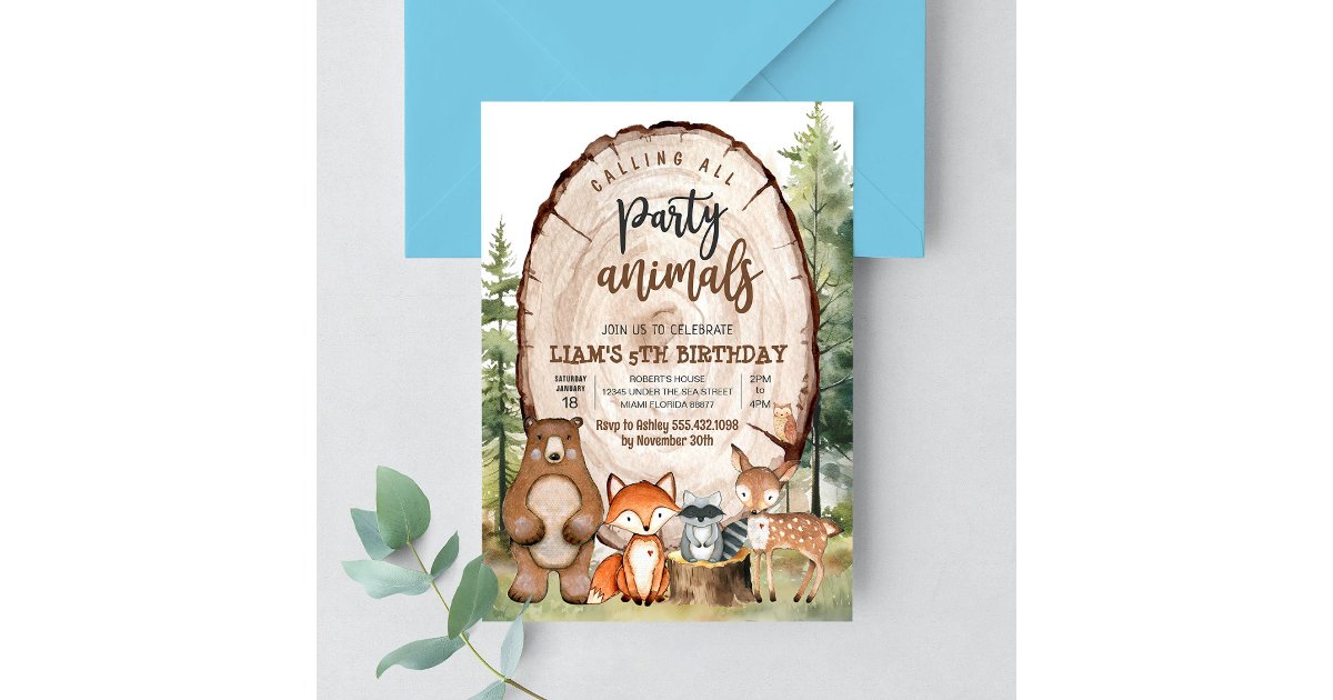 Woodland Animals Party Forest Birthday Invitation | Zazzle