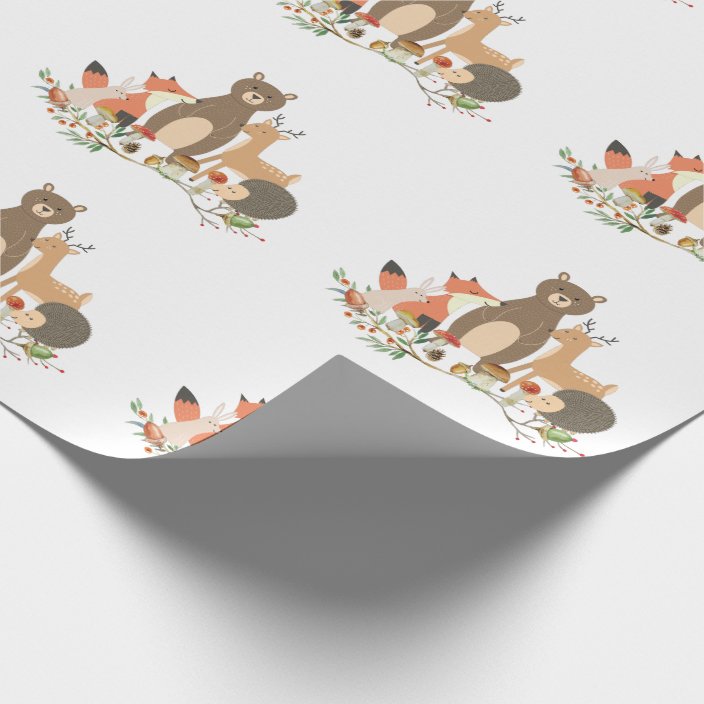 Woodland animals pattern wrapping paper | Zazzle.com
