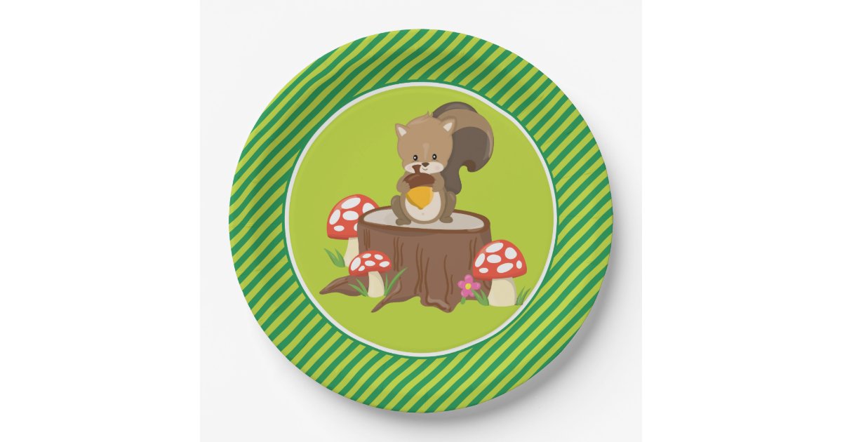 Woodland Animals | Squirrel Paper Plates | Zazzle