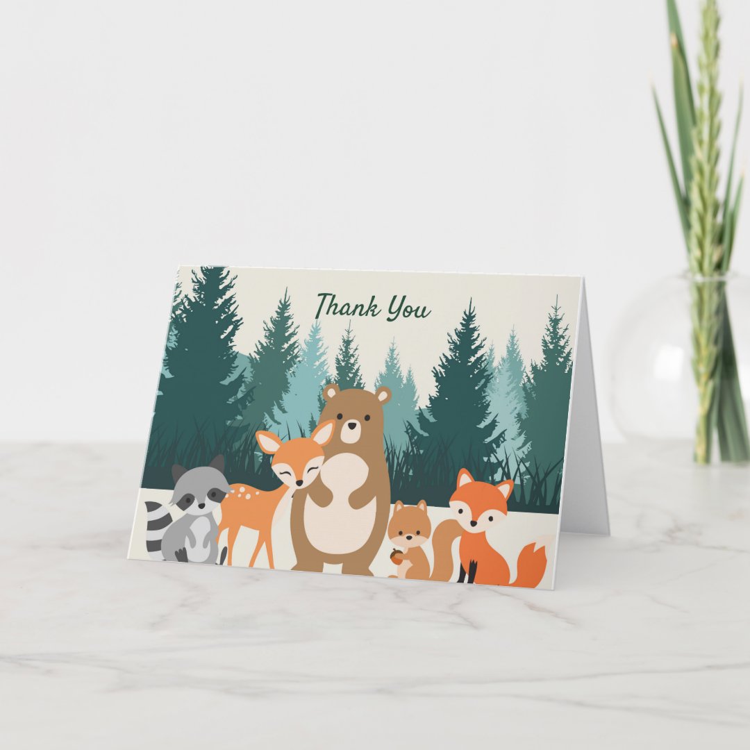Woodland animals thank you | Zazzle