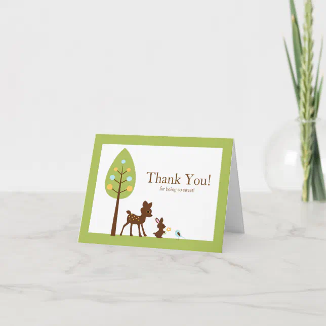 Woodland Animals Thank You Note Card | Zazzle