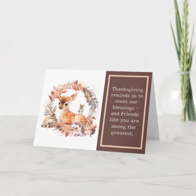 Woodland Animals Thanksgiving Greeting Card | Zazzle