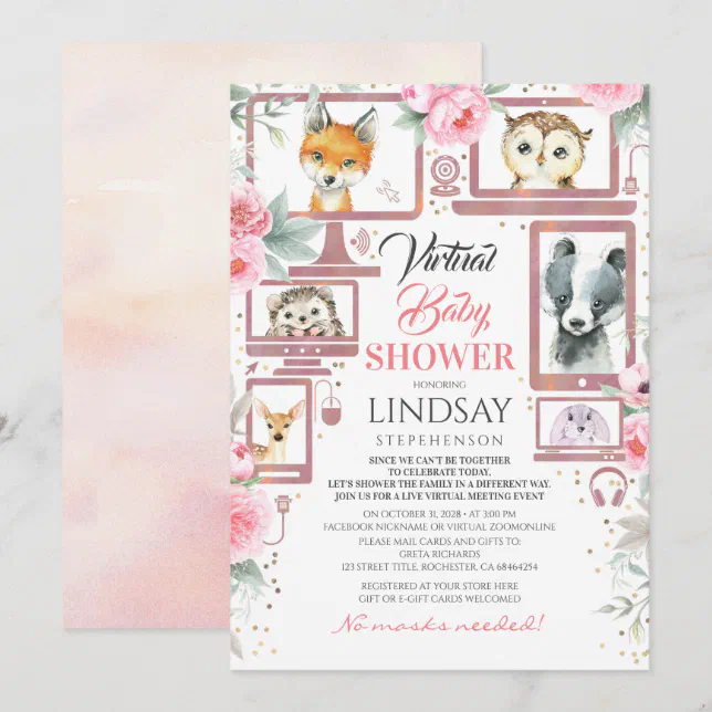 Woodland Animals Virtual Baby Shower Invitation | Zazzle