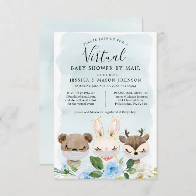 Woodland Animals Virtual Baby Shower Invite Boy | Zazzle