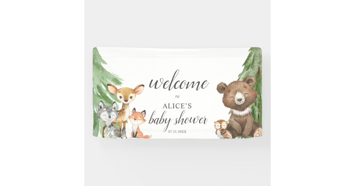 Woodland Animals Welcome Baby Shower Banner | Zazzle