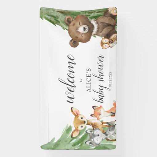 Woodland Animals Welcome Baby Shower Banner | Zazzle