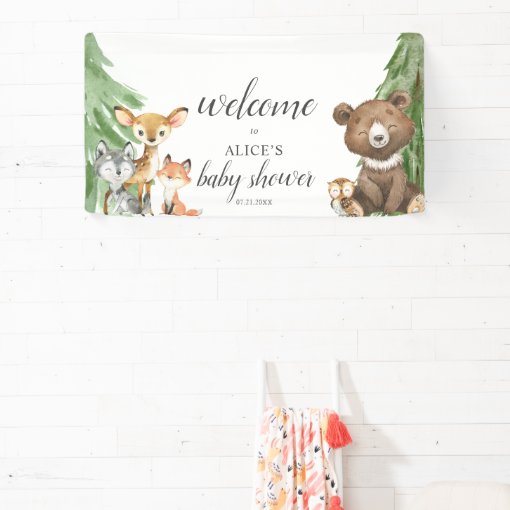 Woodland Animals Welcome Baby Shower Banner | Zazzle