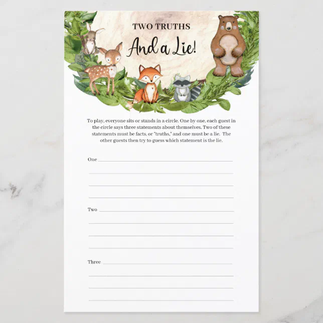 Woodland animals wooden slice Two Truths And A Lie | Zazzle