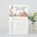 Woodland Animals 'Word Scramble' Baby Shower Game | Zazzle