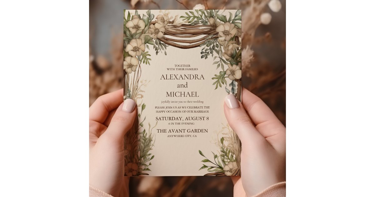 Woodland Arch Rustic Botanical Wedding Invitation | Zazzle