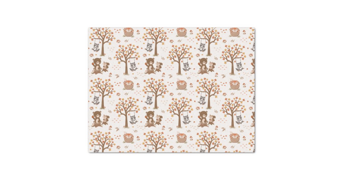 Woodland Baby Bears Squirrels Raccoon Baby Shower Tissue Paper | Zazzle