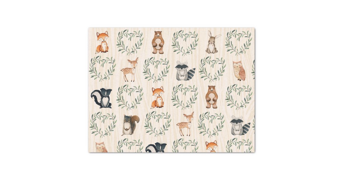 Woodland Baby Forest Animal Tissue Paper | Zazzle