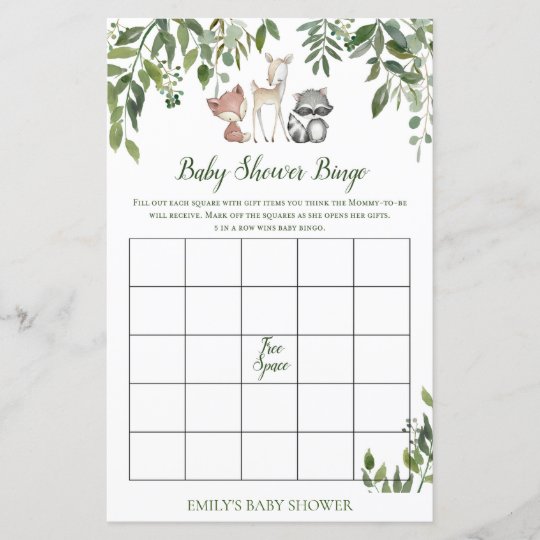 Woodland Baby Shower - Baby Shower bingo | Zazzle.com