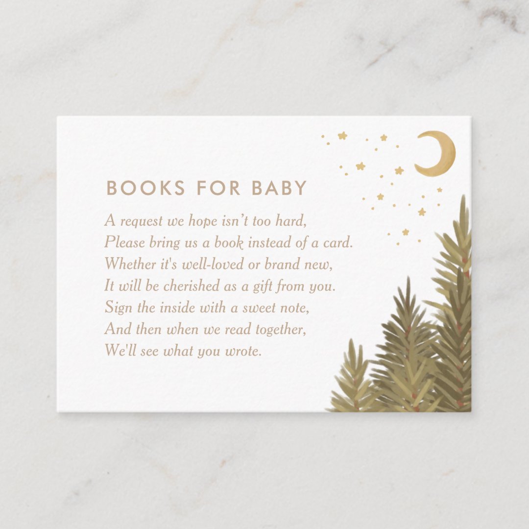 Woodland Baby Shower Books For Baby Request Enclosure Card | Zazzle