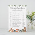 Woodland Baby Shower Celebrity Baby Names Game | Zazzle