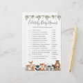 Woodland Baby Shower Celebrity Baby Names Game | Zazzle