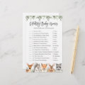 Woodland Baby Shower Celebrity Baby Names Game | Zazzle