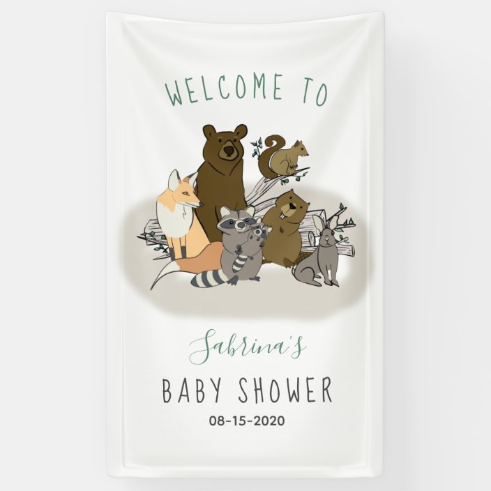 Woodland Baby Shower Forest Animals Welcome Banner | Zazzle.com